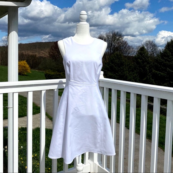 Calvin Klein | Dresses | Calvin Klein Square Armhole Fit Flare White ...